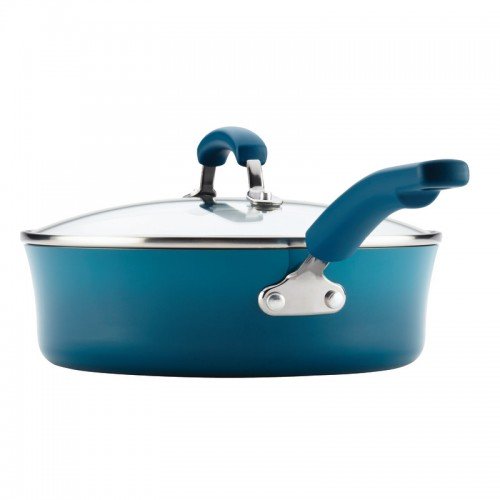 Rachael Ray Brights Nonstick Cookware Set / Pots and Pans Set - 14 Piece, Marine Blue