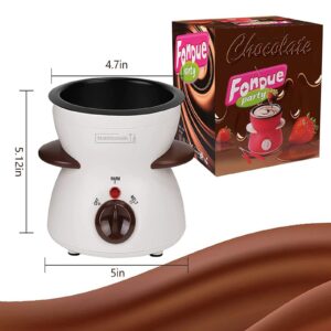 MultiOutools Mini Electric Fondue Pot Set with Dipping Forks, Chocolate Melts Candy Melts Fondue Pot, Melting Chocolate Small Pot for Chocolate Caramel Cheese (white)