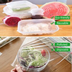 Silicone Stretch Lids Rectangle 12-Pack, Reusable Food Container Lids, BPA-Free, Eco-Friendly Bowl Covers, Microwave, Oven & Dishwasher Safe