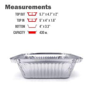 (120 Pack) Premium 1-LB Takeout Pans with Lids - 5.6" x 4.6" x 1.9" l Extra Heavy-Duty l Disposable Aluminum Foil for Catering Party Meal Prep Freezer Drip Pans BBQ Potluck