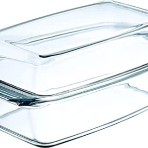 Simax Large Glass Casserole Dish, Oven Safe Cookware With Lid, Oblong Covered Glass Dish For Baking, Serving, Cooking, Microwave and Dishwasher Safe Bakeware, 3 Quart Capacity