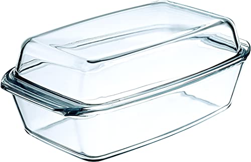 Simax Large Glass Casserole Dish, Oven Safe Cookware With Lid, Oblong Covered Glass Dish For Baking, Serving, Cooking, Microwave and Dishwasher Safe Bakeware, 3 Quart Capacity