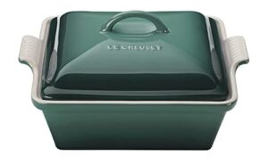 le creuset stoneware heritage covered square casserole, 9-inch, artichaut