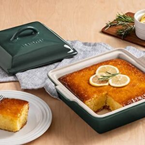 Le Creuset Stoneware Heritage Covered Square Casserole, 9-Inch, Artichaut