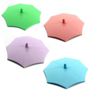 new silicone umbrella cup covers 4-pack(upgrade oct. 2020),food grade lids keep drinks warm or cold longer, lids for mugs, cups, tea pots, flexible mug covers, cup lids for coffee & tea.(mix colour)