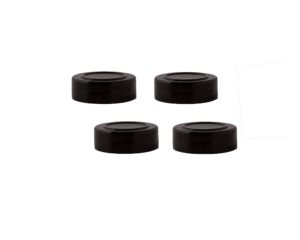 mini mason jar storage lid pack - set of 4 black polypropylene plastic mini jar lids, 48mm bpa-free plastic lids for mini jars, storage jar lids set made in usa (not a spice lid), non-rusting jar lids