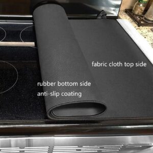 Yarlung Stove Top Cover for Electric Stove, Thick Glass Top Protector Mat for Cooktop, Washer Dryer Top, Prevents Scratching Expands Usable Space, 28.5''L x 20.5''W Black, 2 Hooks