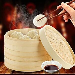 JapanBargain 2224, Large Chinese Bamboo Steamer Steaming Basket for Vegetable Seafood Dim Sum Dumpling Bun Egg , 12-inch