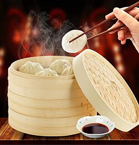 JapanBargain 2224, Large Chinese Bamboo Steamer Steaming Basket for Vegetable Seafood Dim Sum Dumpling Bun Egg , 12-inch