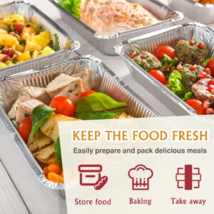 Aluminum Pans Trays With Aluminum Lids 10 Pack 3 Liter - 9"x13" Inch Half Size Disposable Baking Containers - Recyclable Pans for Storing Serving & Reheating - Freezer Air Fryer and Oven Safe