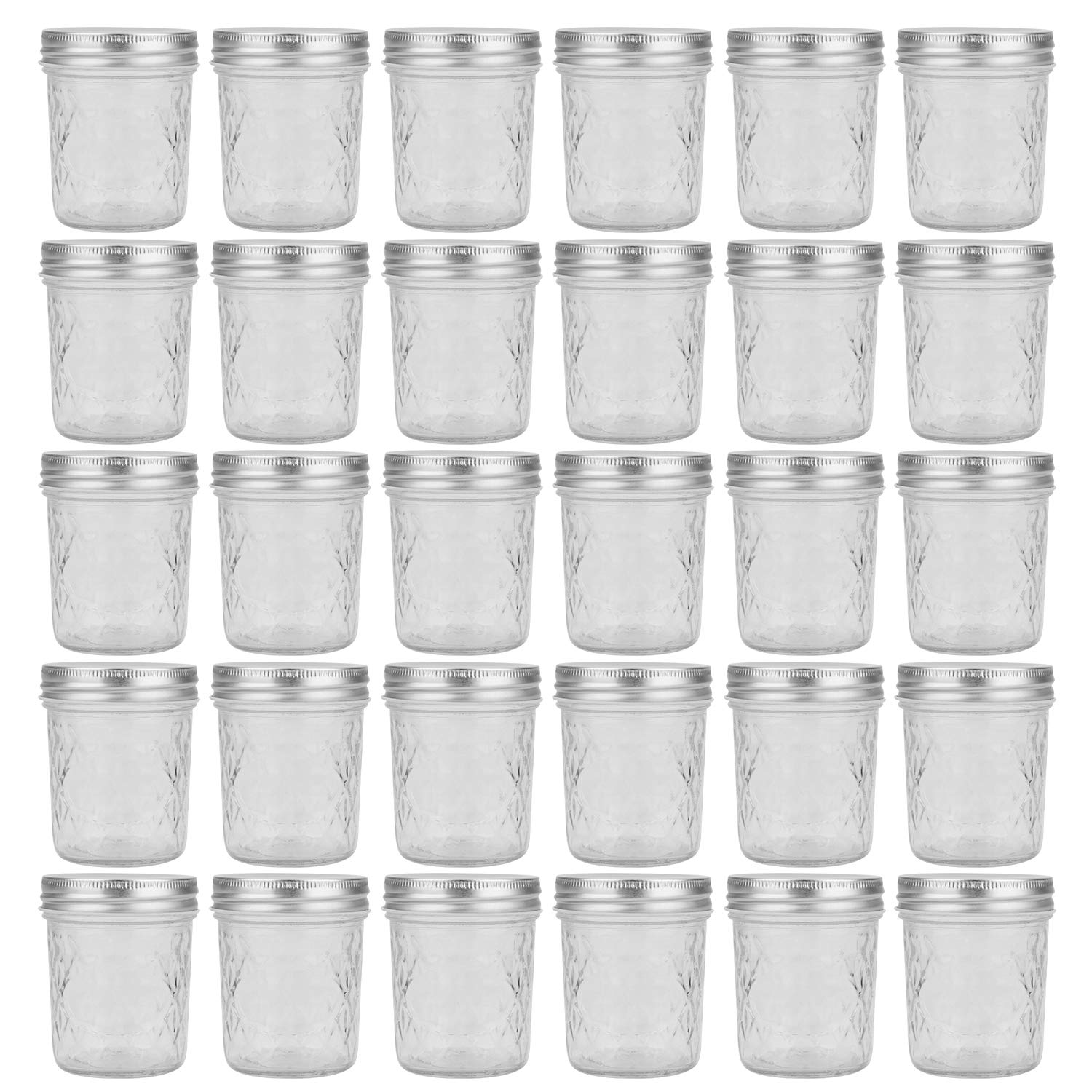 Accguan 6oz / 180ml Mason Jars Glass Canning Jars, Jelly Jars With Regular Lids, Ideal for Honey,Jam,Wedding Favors,Shower Favors,Set of 30