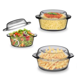 ums glass casserole with lids - set of 6 pieces. glass casseroles cookware with glass lid, glass casserole dish set, borosilicate glass durable bakeware set, glass bowls dish oven & microwave safe