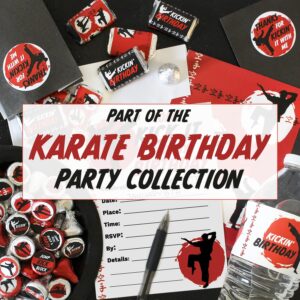 Karate Birthday Party Thank You Favor Labels - 40 Stickers