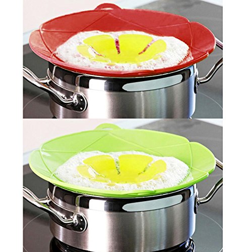 AUSINCERE Spill Stopper Lid Cover,Anti Spill Lid Cover,No Boil Over Lid,Pot Cover Silicone Spill Stopper Lid,Boil Over Safeguard, 10.2inch+11inch Multi-Function Kitchen Tool