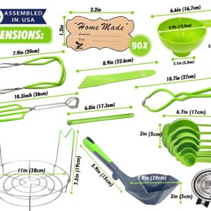 Canning kit + Canning Rack + X-Large Ladle +Measuring Cups, Canning Funnel, Tongs, Jar Lifter, Lid Lifter, Bubble Popper, 90x Labels - Canning Supplies - Canning Supplies Starter Kit