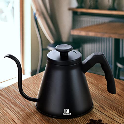 Kanmart Pour Over Coffee Kettle Barista's Choice Works on Stove and Any Heat Source stove top pour over kettle Gooseneck Teapot with Precision Pour Spout(1.2L, 40oz) (black)