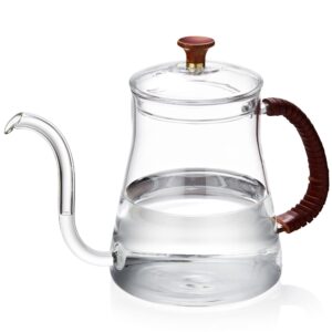 unbreakable gooseneck kettle for drip coffee 20oz pour over coffee kettle tea kettle for stove top,600ml/20oz glass coffee kettle with lid,water kettle coffee pot