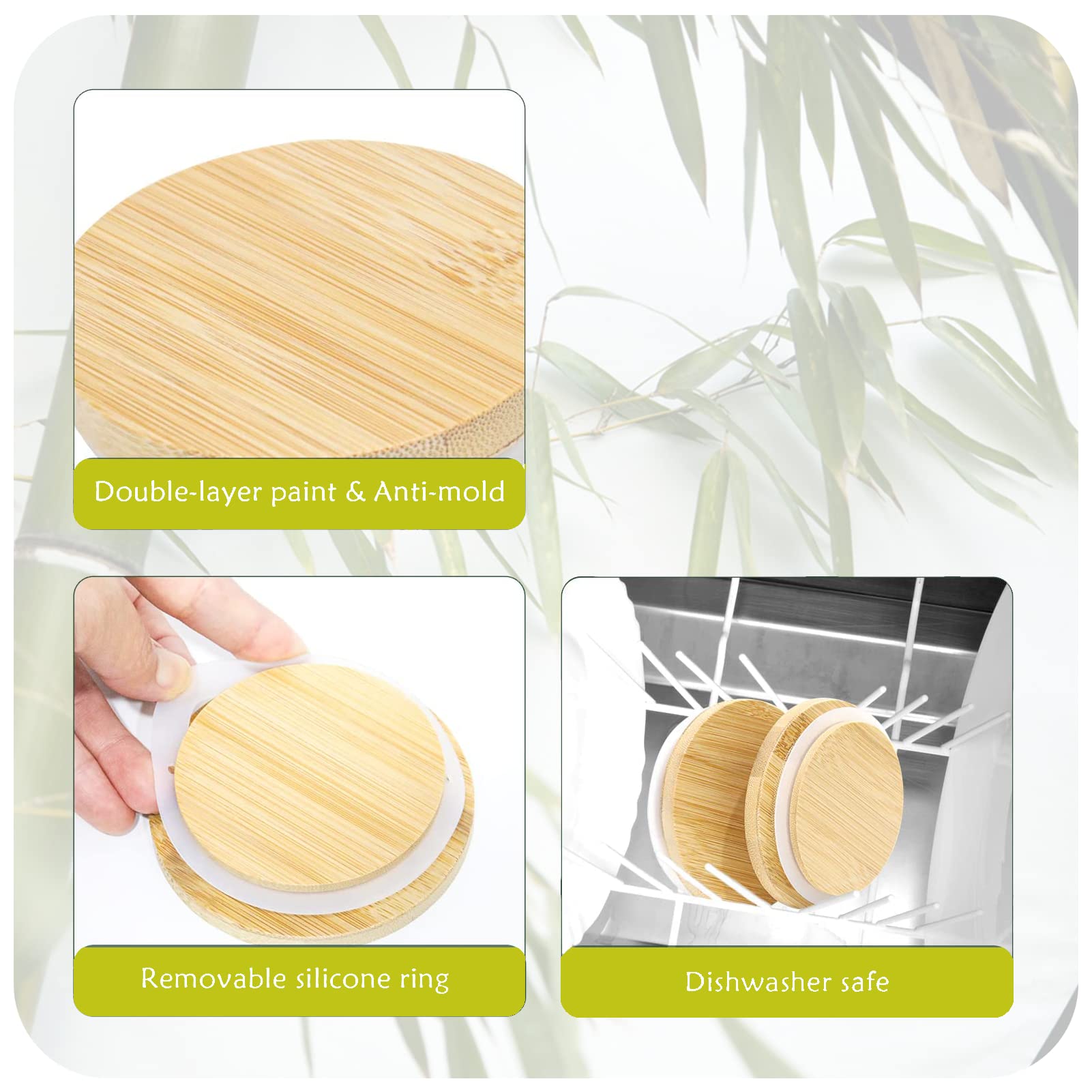 Oui Yogurt Jar Lids, 8PCS Oui Lids, Reusable Bamboo Wooden Lids for Oui Yogurt Jars with Airtight Silicone Sealing Ring and Labels Fit for 5oz oui Jar