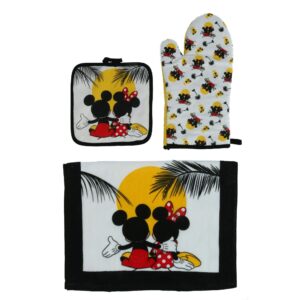 disney 3pc kitchen towel set mickey minnie sunset multi