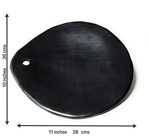 Comal for Tortillas 10 Inches Cayana Grill Griddle Pan Black Clay, 100% Handcraft Organic Cookware and Tableware Enhance Food Flavor and Take Care of our Planet