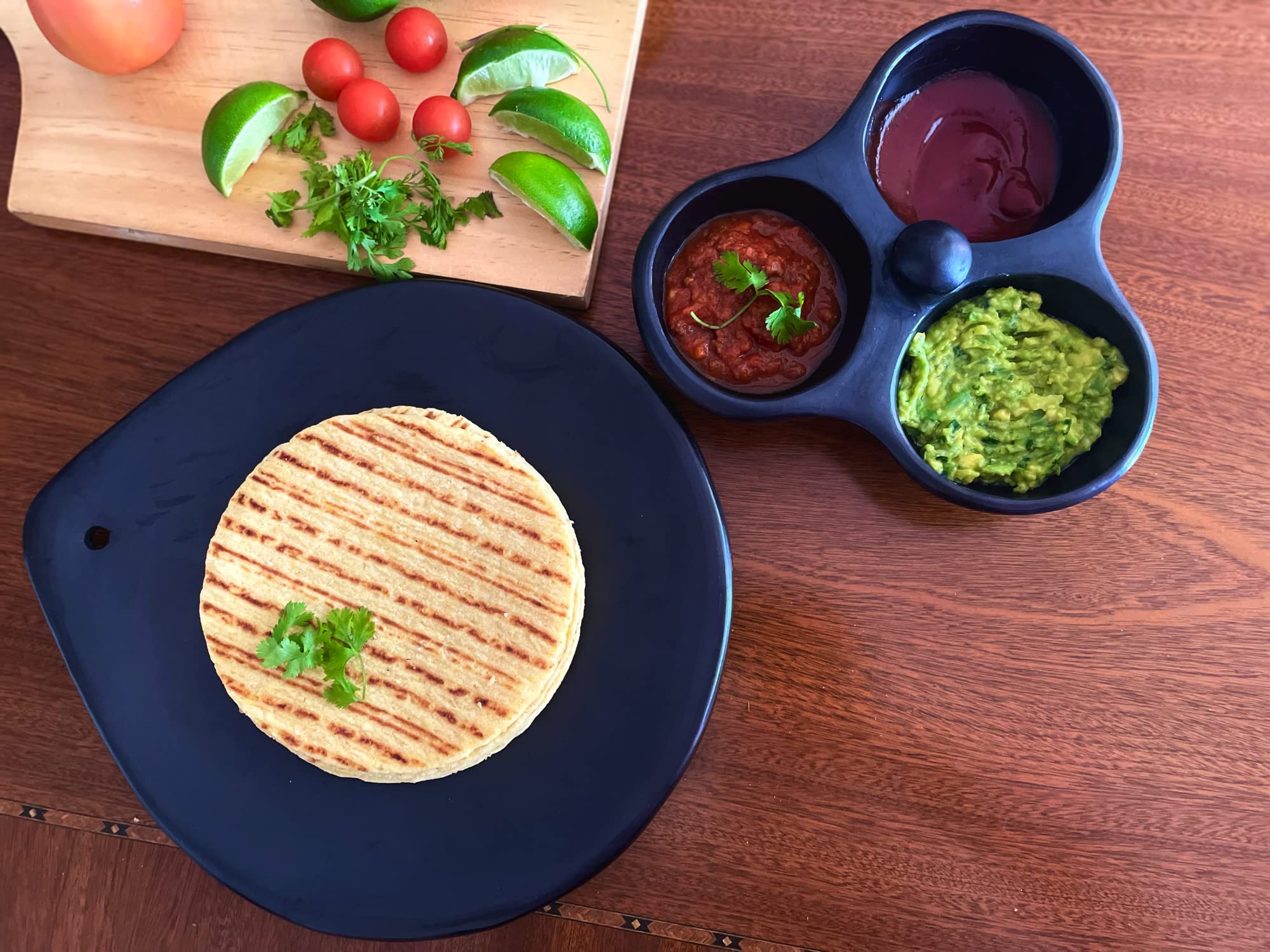 Comal for Tortillas 10 Inches Cayana Grill Griddle Pan Black Clay, 100% Handcraft Organic Cookware and Tableware Enhance Food Flavor and Take Care of our Planet