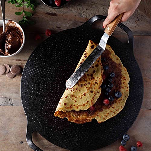 Victoria 15-Inch Cast Iron Comal Pizza Pan with 2 Side Handles, Preseasoned with Flaxseed Oil, Made in Colombia