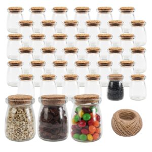 oamceg 39 pcs glass jars with cork lids 3.4oz small yogurt jars mini candle jars little pudding jars glass favor jars mason jars, glass containers with lids & 50m string (set of 39, 100ml)