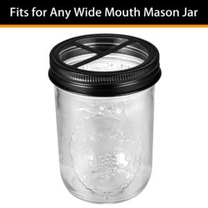 [Wide Mouth] Mason Jar Toothbrush Holder Lid - Rustproof 304 Stainless Steel - for Ball Mason Jar or Any Pint. 16oz. Jar - Farmhouse Decor Bathroom Accessories Set/2-Pack (Jars not Included) (Black)