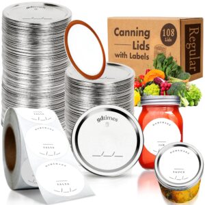 canning lids regular - 108 pcs regular mouth canning lids 108 canning labels, canning jar lids regular mouth for ball canning jars, canning supplies mason jar lids regular mouth mason jar lids labels