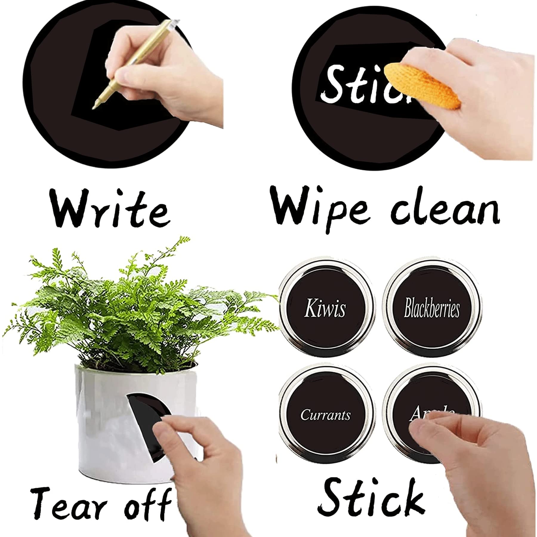 300 Blank Spice Jars Labels Chalkboard Stickers– 1.5" Round Chalkboard Kitchen Pantry Labels for Canning,Mason or Spice Jar –Waterproof & Repeatable Kitchen Pantry Labels Household Organizing Labels