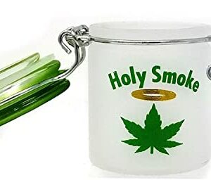 Airtight Glass Herb Mini Stash Jar with Clamping Lid in Choice of Design (Holy Smoke)