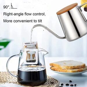 Pour Over Drip Kettle 350ml Stainless Steel Gooseneck Coffee Kettle Long Narrow Spout Hand Drip Coffee Tea Pot with Lid Small and Simplicity (silver)