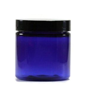 Blue 2 oz Plastic Jar Black Lid - Pack of 12