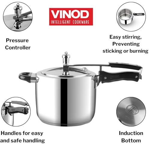 Vinod 5L Stainless Steel Inner Lid Sandwich Bottom Pressure Cooker, 5-Liter