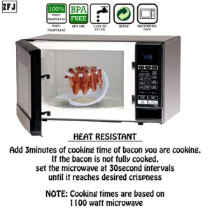 ZFJ Microwave Bacon Cooker, Bacon Tray for Cooking Crispy Bacon in few Minutes Reduces Fat up to 35% for Healthy Breakfast. 10.5 x 6.3 x 5.7 inch