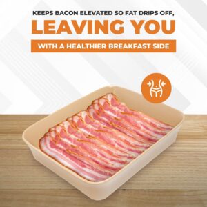 ZFJ Large Bacon cooker for Microwave Oven Bacon Cooker Tray, Ceramic Baking Pan for Microwave Bacon Cooking Healthy Breakfast -Make Crispy Bacon in Minutes