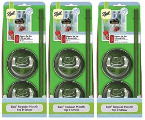 ball sip & straw lids, fits regular mouth mason jars (3)