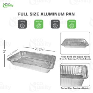 Heavy Duty Full Size Shallow Aluminum Pans Foil Roasting & Steam Table Pan 21x13 inch - Shallow Pan Chafing Trays for Catering - Disposable Large Pans for Baking, Reheating, Grilling (10 PACK)