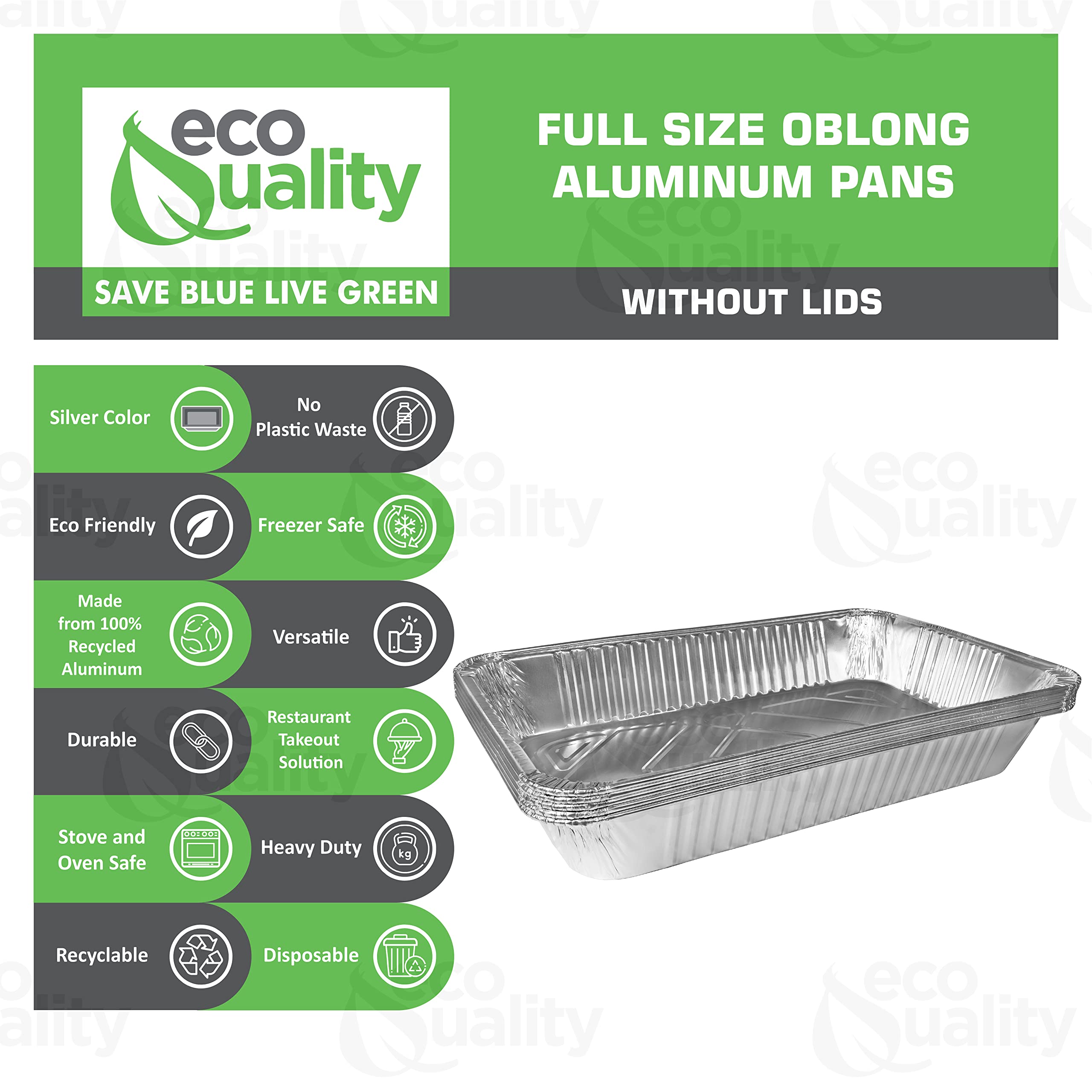 Heavy Duty Full Size Shallow Aluminum Pans Foil Roasting & Steam Table Pan 21x13 inch - Shallow Pan Chafing Trays for Catering - Disposable Large Pans for Baking, Reheating, Grilling (10 PACK)