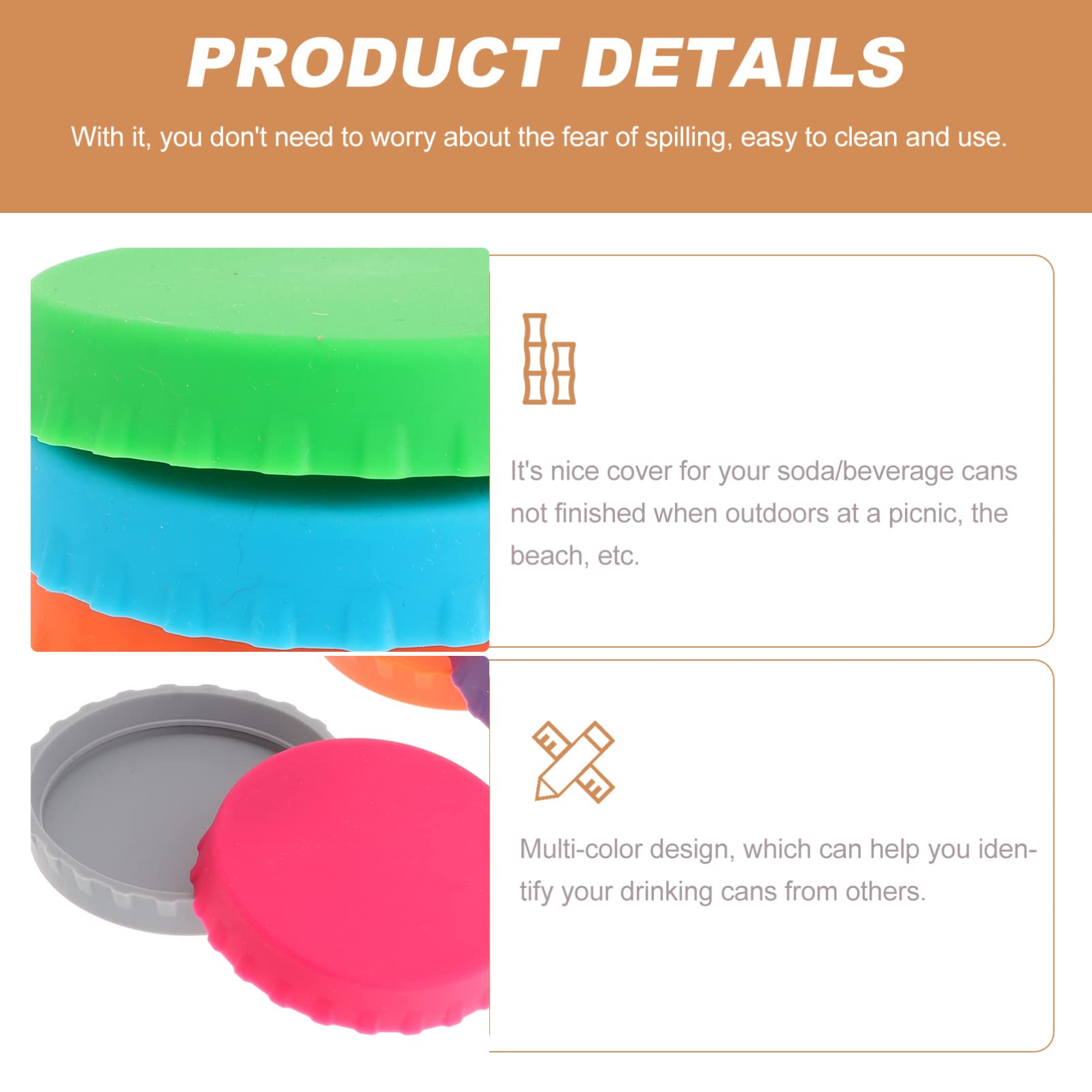 Tofficu 6pcs Silicone Can Cover Coke Can Covers Standard Beverage Can Covers Beverage Can Lids Soda Lid Protectors