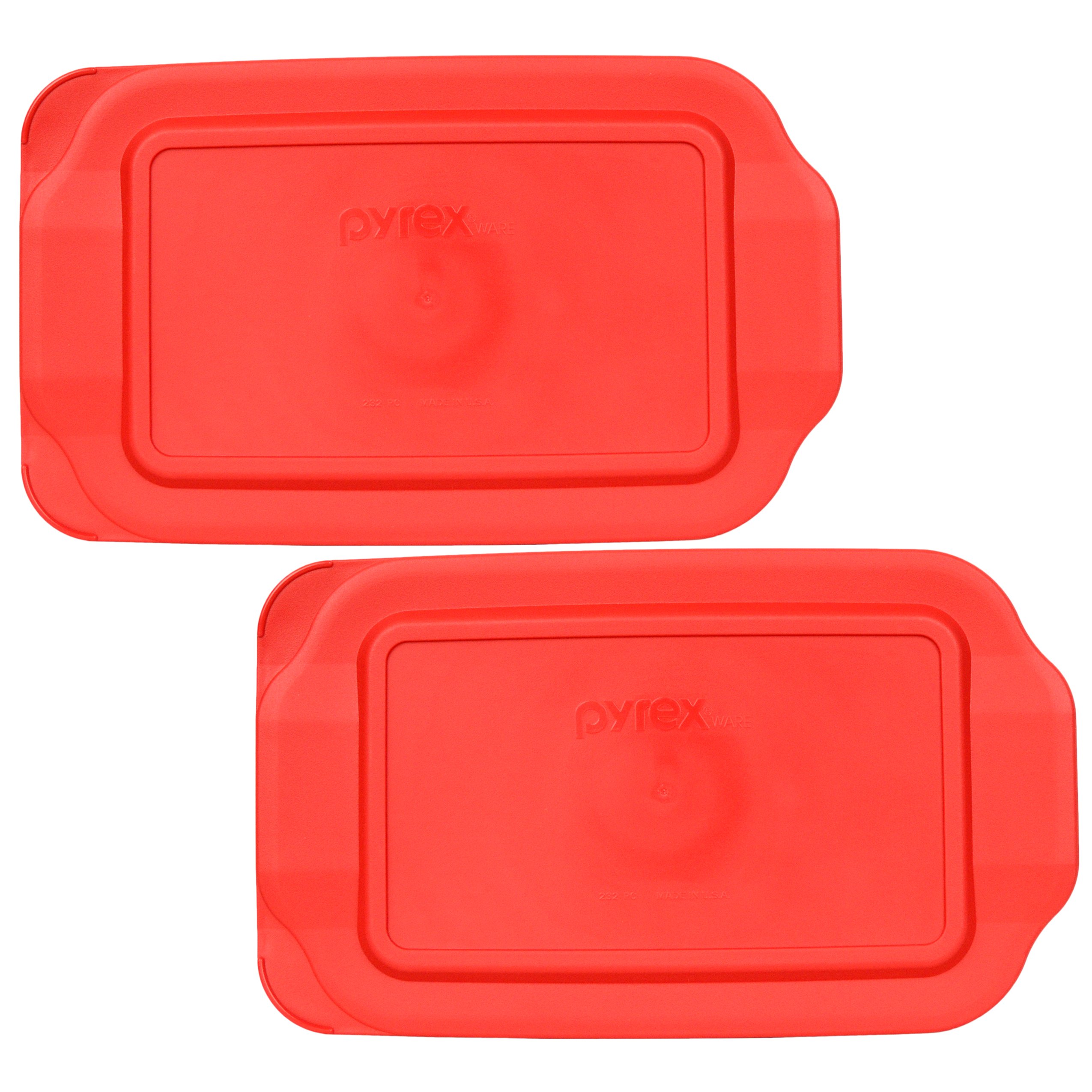 Pyrex 232-PC 2qt Red Storage Replacement Lid Cover - 2-Pack Made in the USA