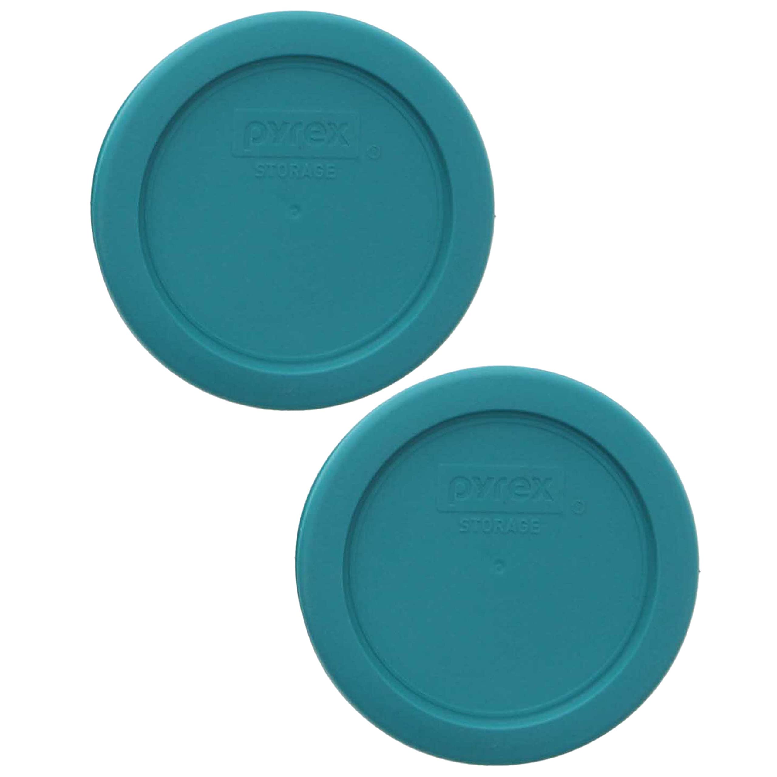 Pyrex 7202-PC 1-Cup Turquoise Round Plastic Food Storage Replacement Lid, Made in USA - 2 Pack