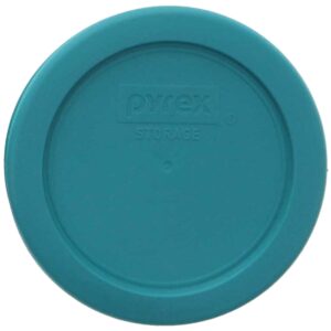 Pyrex 7202-PC 1-Cup Turquoise Round Plastic Food Storage Replacement Lid, Made in USA - 2 Pack