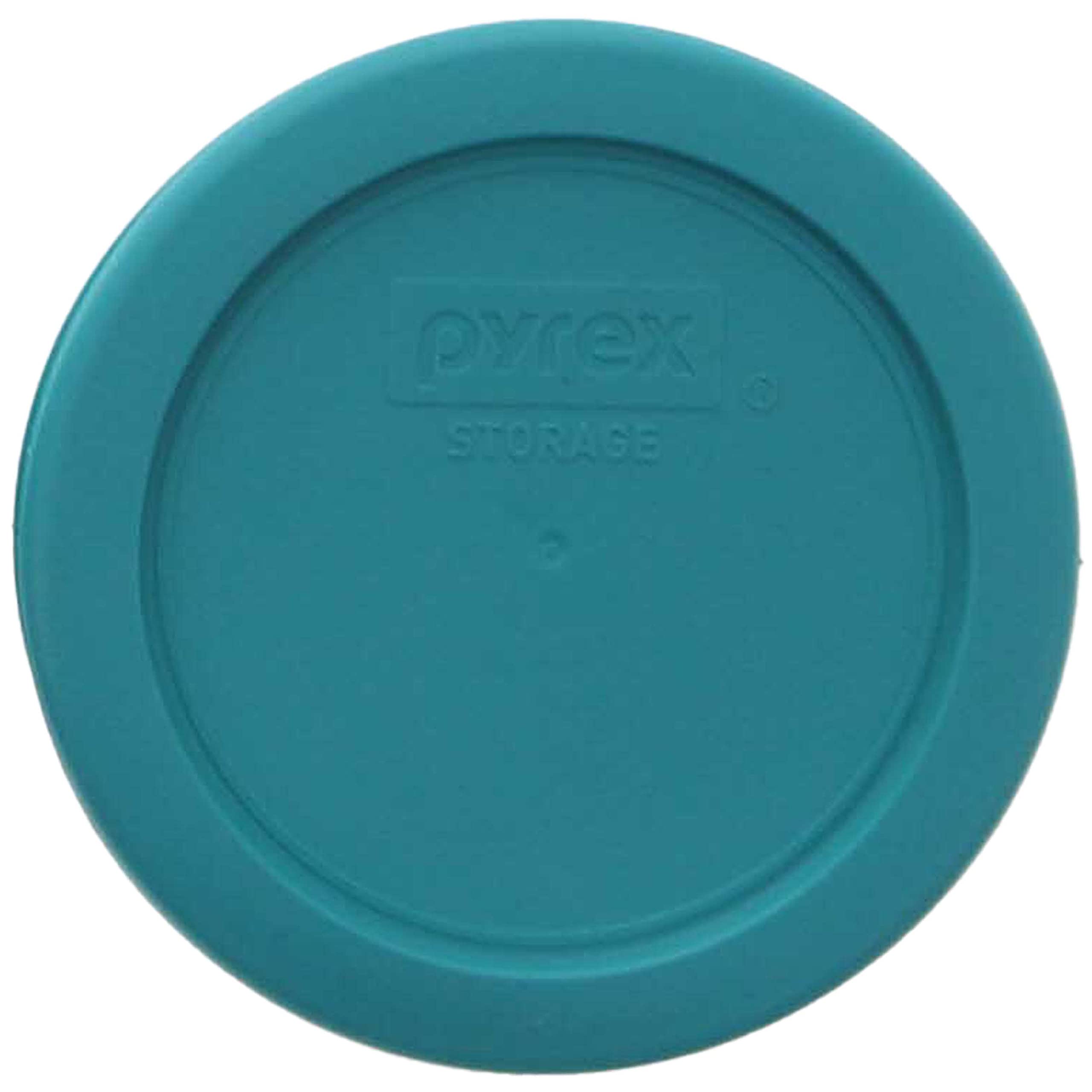 Pyrex 7202-PC 1-Cup Turquoise Round Plastic Food Storage Replacement Lid, Made in USA - 2 Pack