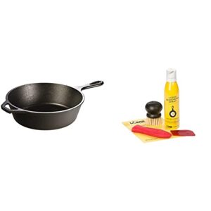 lodge l8dsk3 cast iron deep skillet, pre-seasoned, 10.25-inch & seasoned cast iron care kit