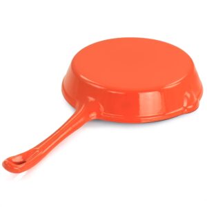 MegaChef Enameled Round 8 Inch PreSeasoned Cast Iron Frying Pan in Orange (MCCE-8)