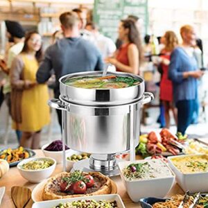 11L Marmite Soup Chafer/Stainless Steel Soup Warmer/Soup Server with Spoon and Water Pan for Chilli and Gumbo