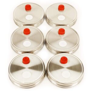 Mushroom Jar Lid for Grain Spawn Stainless Steel Metal Wide Mouth (6 Pack)