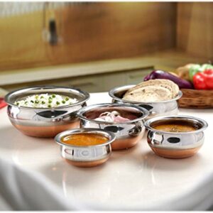 ROYAL SAPPHIRE Stainless Steel Copper Bottom Handi Pot 6 Piece Set With lids and Free Serving Spoon