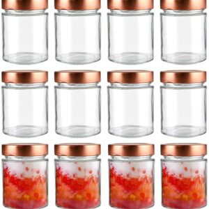 Yopay 12 Pack 6oz Glass Jars, Clear Round Candle Jars with Gold Lids, Empty Food Storage Containers, Canning Jar For Yogurt, Spice, Powder, Liquid